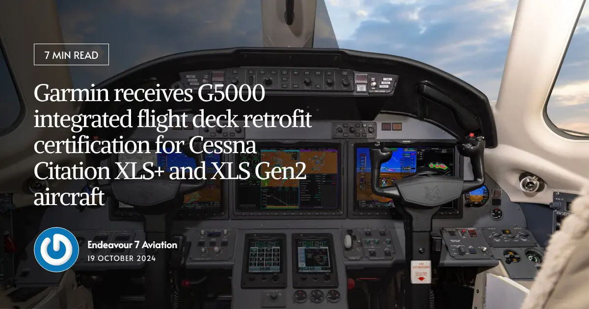 Garmin receives G5000 integrated flight deck retrofit certification for ...